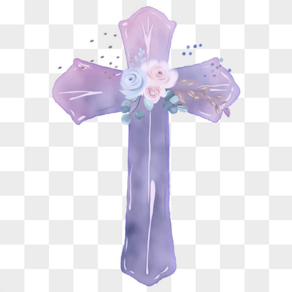 Download Purple Cross with Pink and Blue Flowers PNGs Online - Creative ...