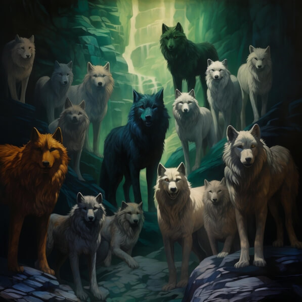 Download Group of Wolves in a Forest Backgrounds Online - Creative Fabrica