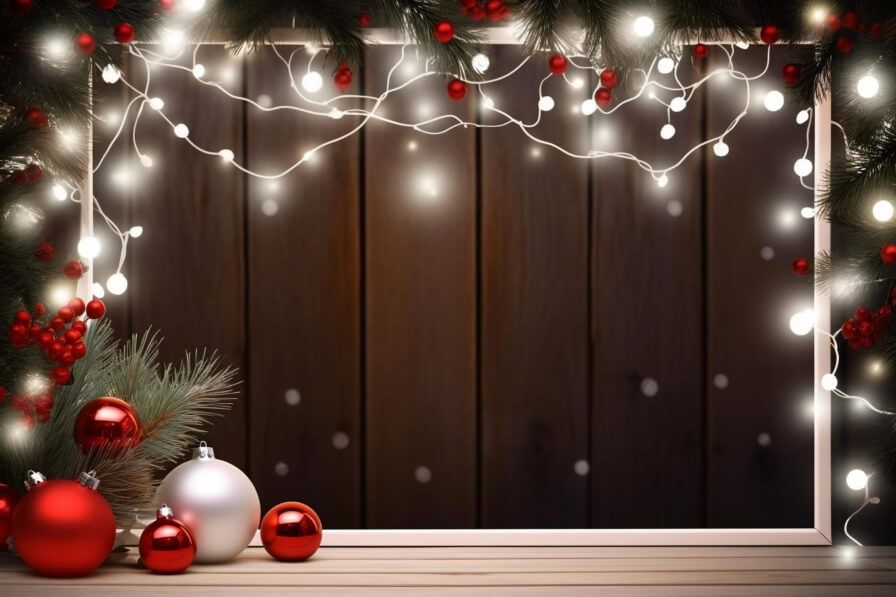 Download Festive Window Frame with Christmas Decorations Backgrounds ...