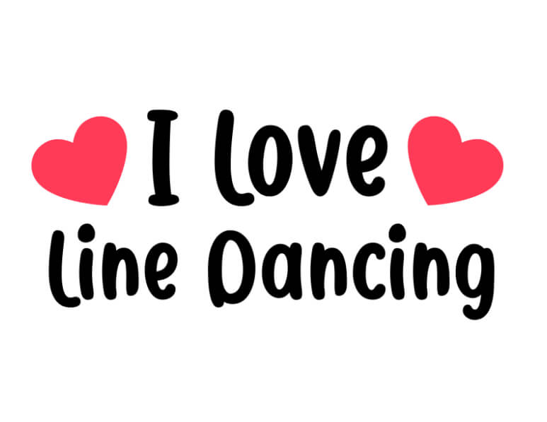 Download I Love Line Dancing with Hearts Quotes Online - Creative Fabrica