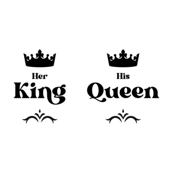Download Black and White 'Her King' and 'Queen' Stickers with Crowns ...
