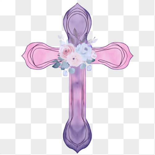 Download Purple Cross with Pink and White Flowers PNGs Online ...