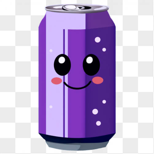Download Purple Soda Can with Adorable Cartoon Character Face PNGs ...