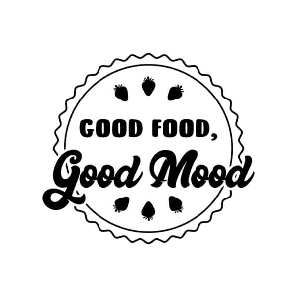Download Good Food, Good Mood Logo Quotes Online - Creative Fabrica