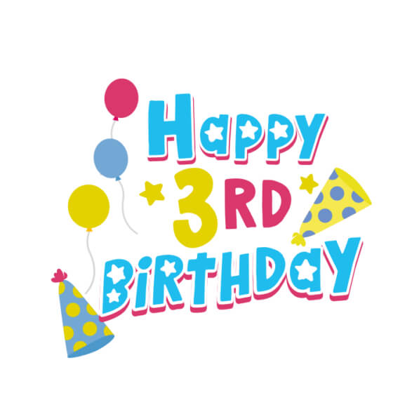 Download Happy 3rd Birthday Sign with Balloons and Party Hats Quotes ...