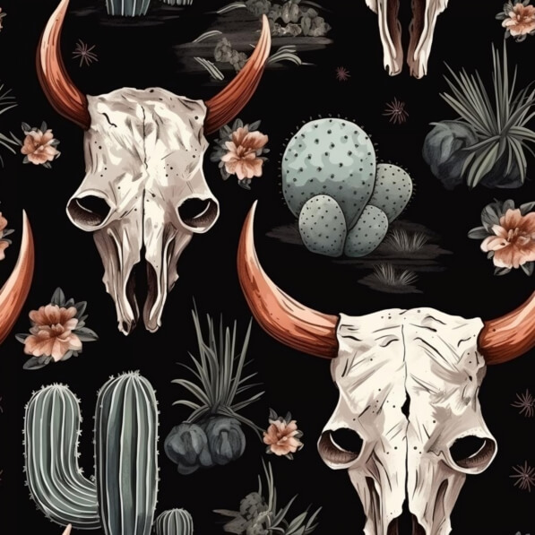 Download Cow Skulls and Cactus Plants Seamless Pattern Patterns Online ...