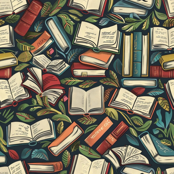 Download Seamless Pattern of Open Books and Leaves Patterns Online ...