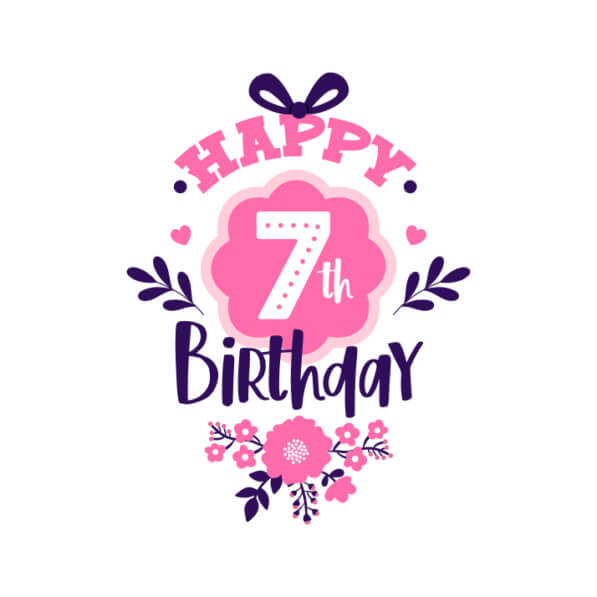 Download Happy 7th Birthday Greeting Card with Floral Designs Quotes ...