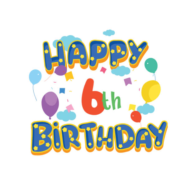 Download Happy 6th Birthday Sign with Balloons and Colorful Letters ...
