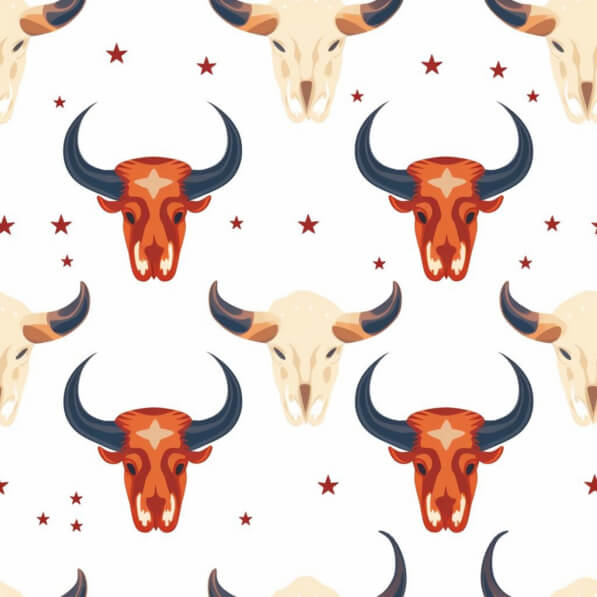 Download Seamless Bull Skull Pattern with Stars Patterns Online ...