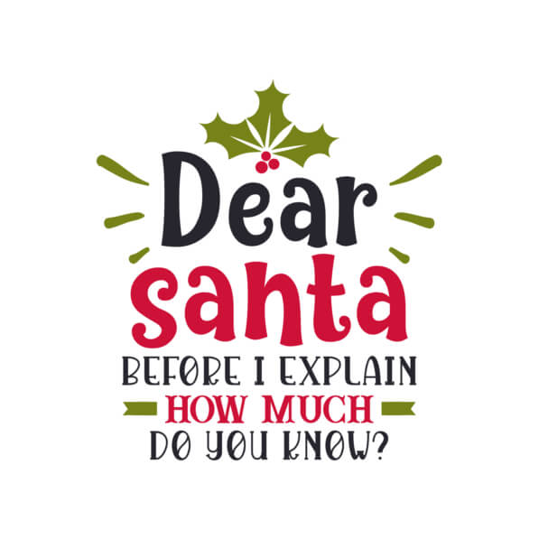 Download Dear Santa Greeting Card with Holly Leaves Quotes Online ...