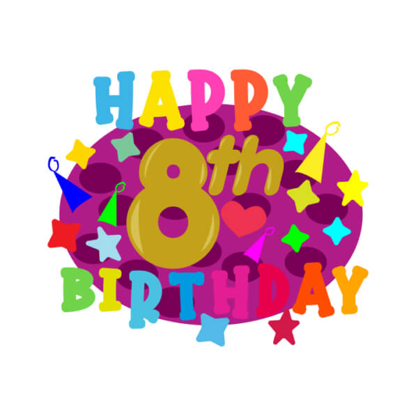 Download Happy 8th Birthday Greeting Card with Colorful Stars and ...