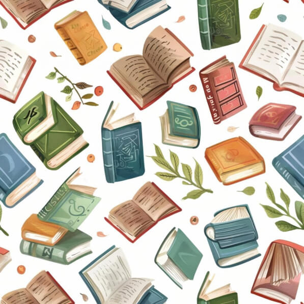 Download Seamless Book Pattern with Leaves and Flowers Patterns Online ...