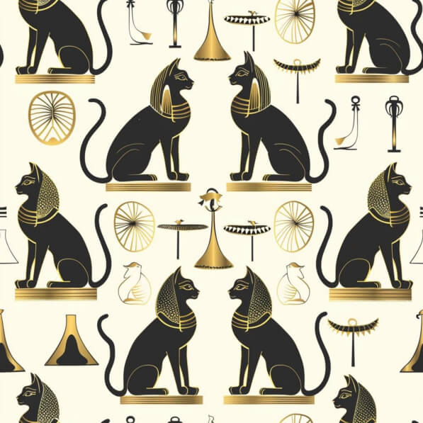 Download Black and Gold Egyptian Pattern with Cats and Pharaohs ...