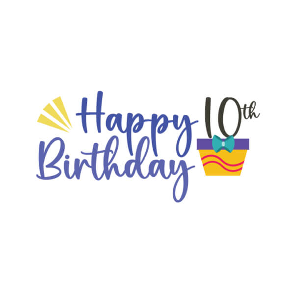 Download Happy 10th Birthday Logo in Blue and Purple Colors Quotes ...
