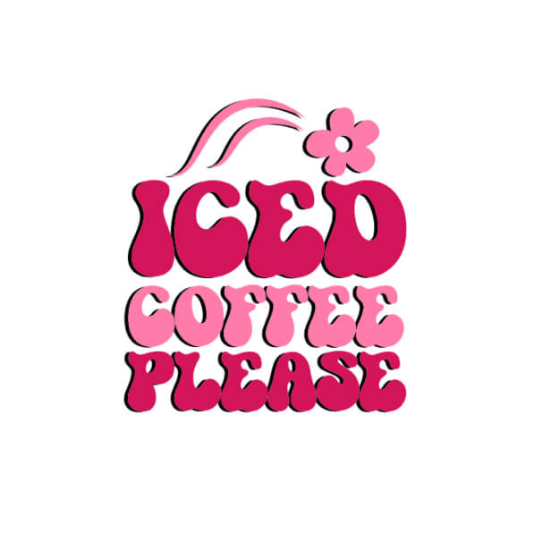 Download Iced Coffee Sign with Pink Lettering and Heart-Shaped Flowers ...