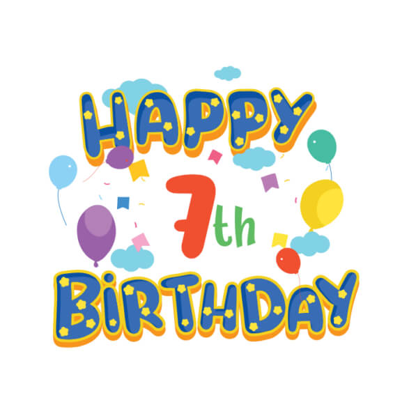 Download Happy 7th Birthday Sign with Balloons and Clouds Quotes Online ...