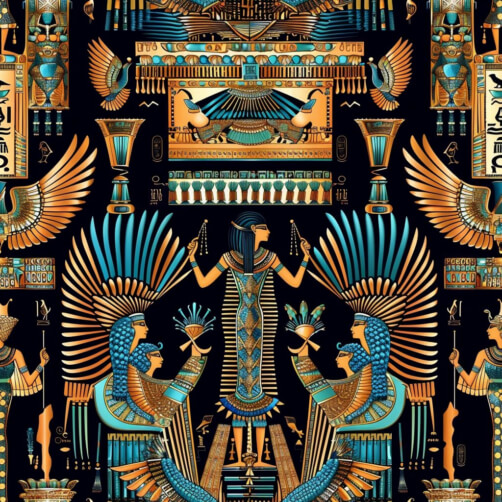 Download Seamless Pattern of Egyptian Gods and Goddesses Patterns ...