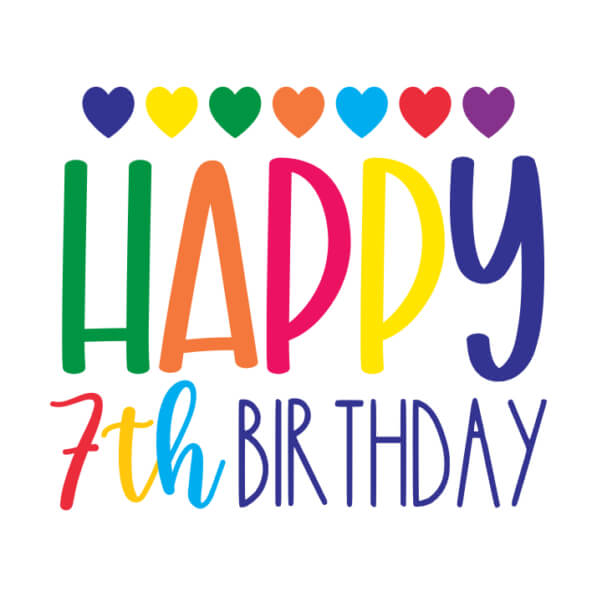 Download Colorful Happy 7th Birthday Card Quotes Online - Creative Fabrica