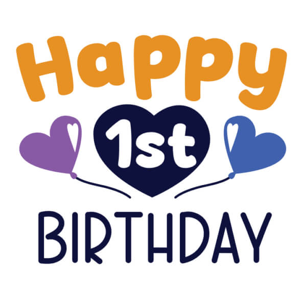 Download Happy 1st Birthday Card with Balloons and Hearts Quotes Online ...