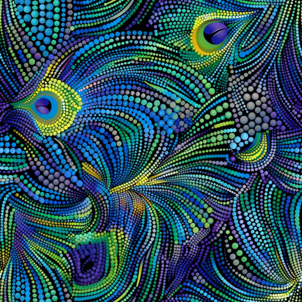 Download Colorful Abstract Pattern with Peacock Feathers and Dots ...