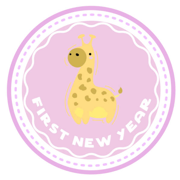 Download Sticker for First New Year with Giraffe Design Quotes Online ...