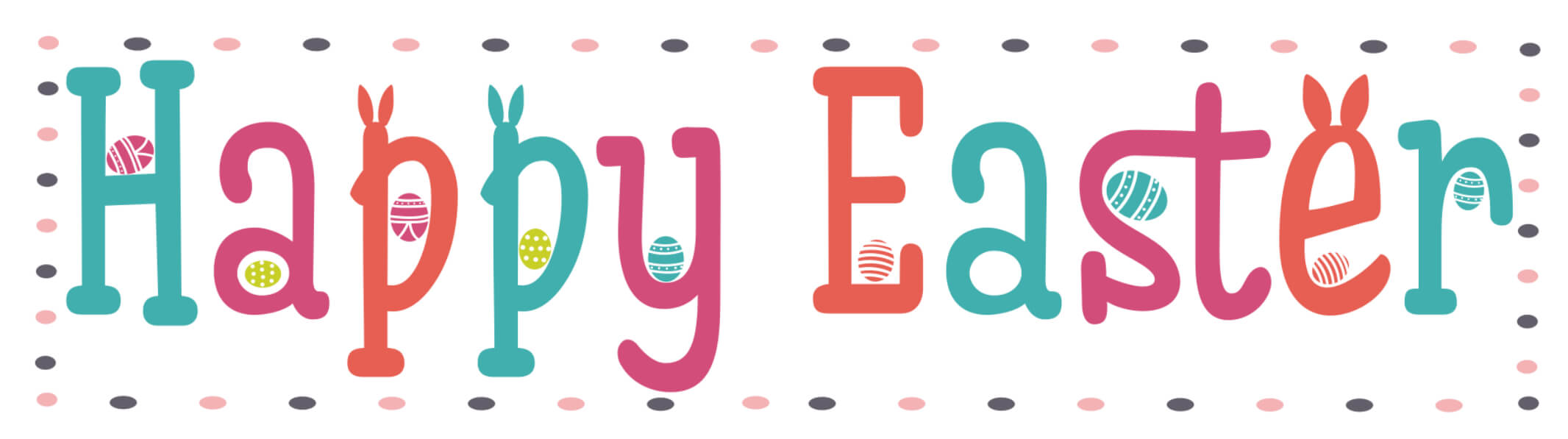 Download Colorful Happy Easter Sign with Bunny Rabbits Quotes Online ...