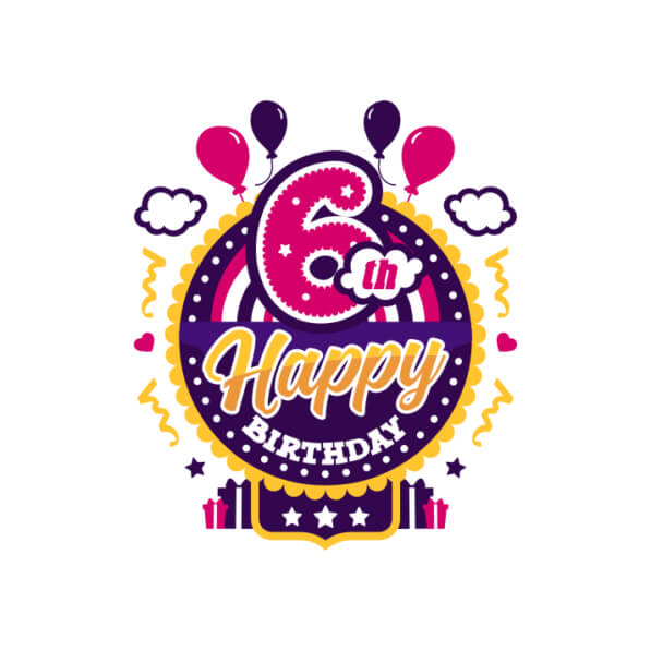Download Happy Birthday Card with Number 6 Quotes Online - Creative Fabrica