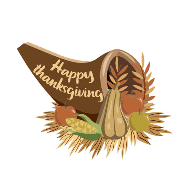 Download Festive Cornucopia with Holiday Greetings Quotes Online ...