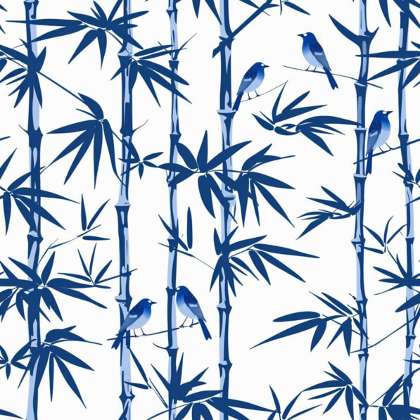 Download Seamless Pattern of Blue and White Birds on Bamboo Trees ...
