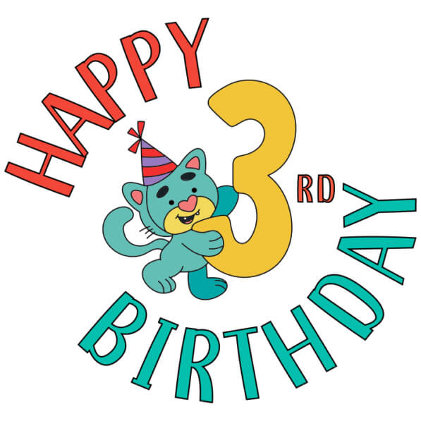 Download Happy 3rd Birthday Celebration with Cartoon Cat Quotes Online ...