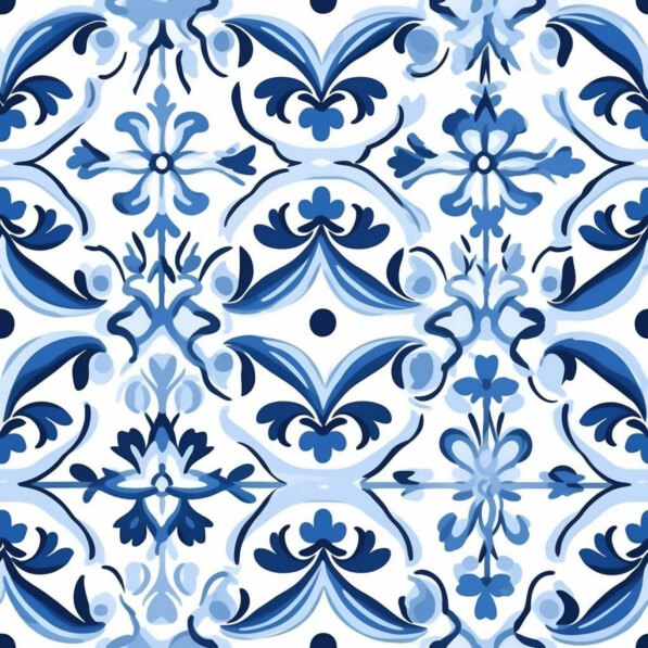Baixe Padrão de Azulejos Azuis e Brancos com Design Floral Ornamentado ...
