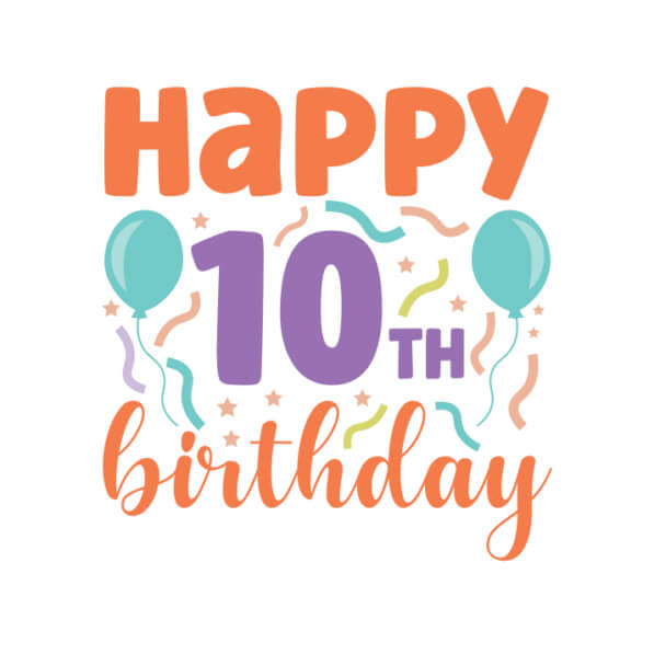 Download Festive 10th Birthday Card with Balloons and Confetti Quotes ...
