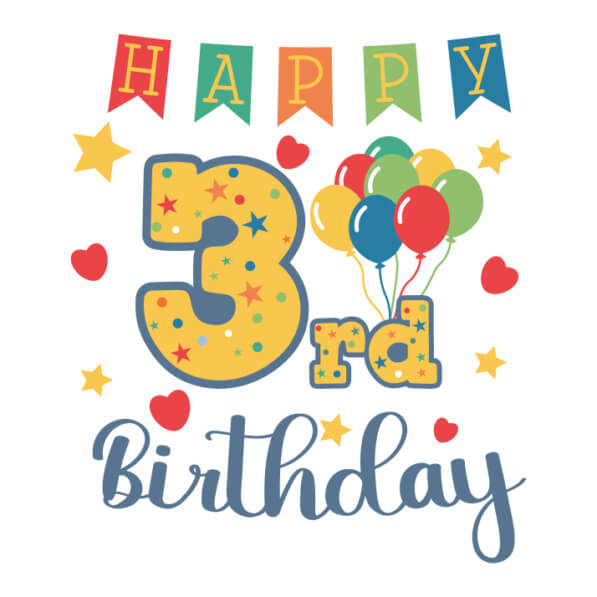 Download Happy 3rd Birthday Card with Balloons and Confetti Quotes ...