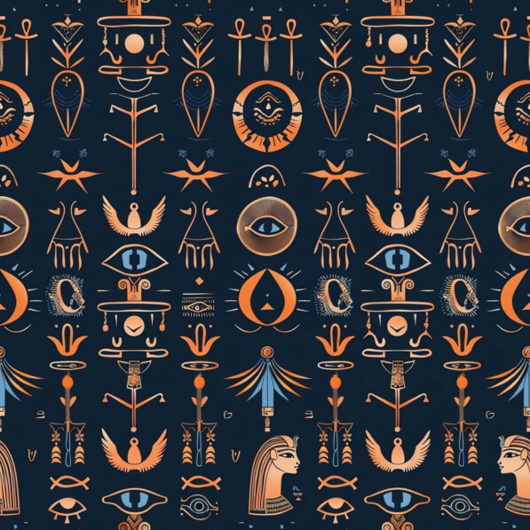Download Seamless Pattern with Egyptian Symbols on Dark Blue Background ...