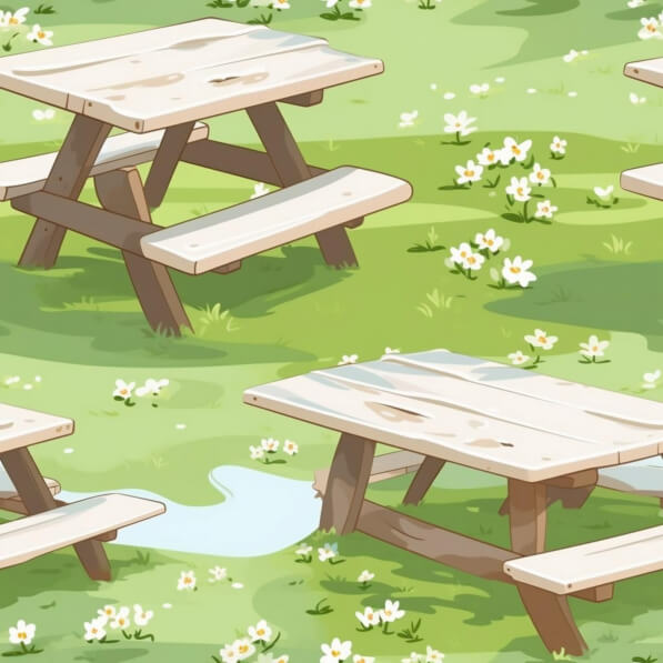 Download Serene Picnic Area with Wooden Tables Patterns Online ...