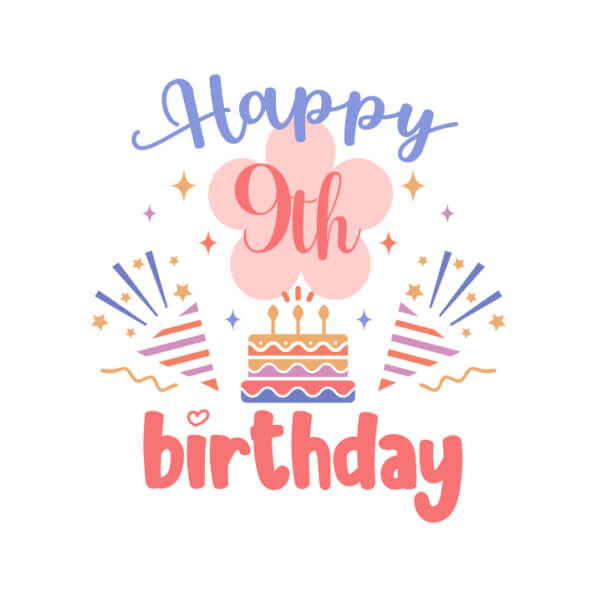Download Colorful 9th Birthday Greeting Card Quotes Online - Creative ...