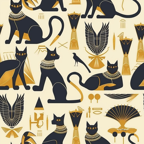 Download Seamless Egyptian Pattern with Black Cats and Birds Patterns ...