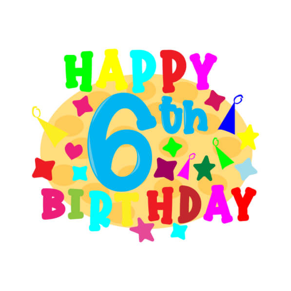 Download Colorful Happy 6th Birthday Card Quotes Online - Creative Fabrica