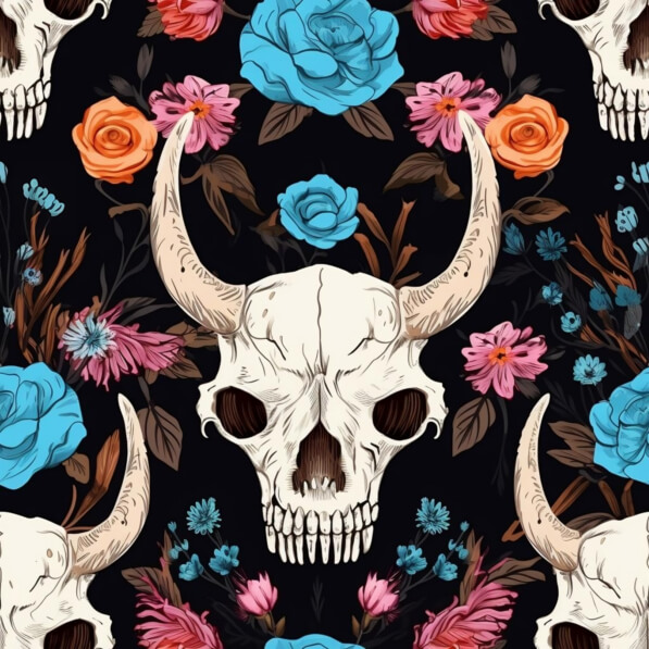 Download Skull and Flower Seamless Pattern Patterns Online - Creative ...