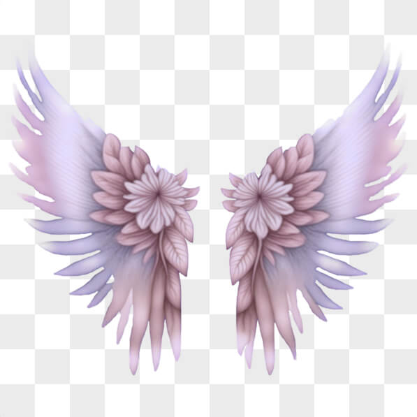Download Pink Angel Wings with Flowers PNGs Online - Creative Fabrica