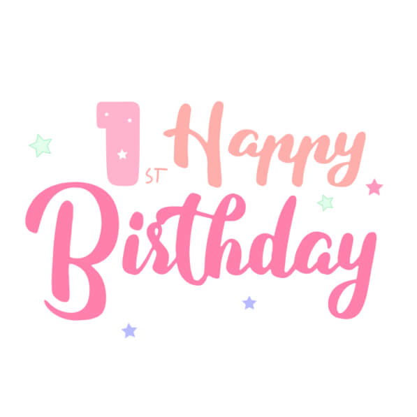 Download Pink Birthday Card with 'Happy 1st Birthday' Quotes Online ...