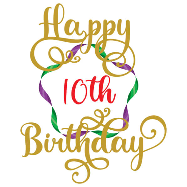 Download Vibrant Happy 10th Birthday Card with Ribbons Quotes Online ...