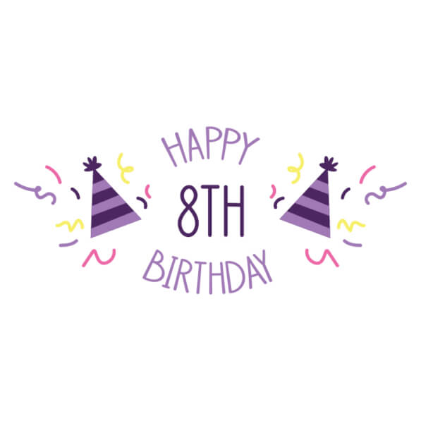 Download Colorful 8th Birthday Party Sign Quotes Online - Creative Fabrica