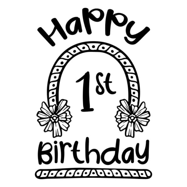 Download Happy 1st Birthday Coloring Page Quotes Online - Creative Fabrica