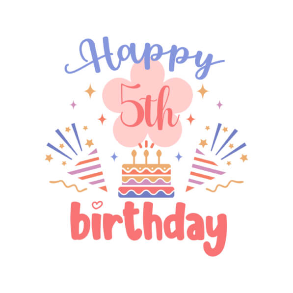 Download Happy 5th Birthday Greeting Card Quotes Online - Creative Fabrica