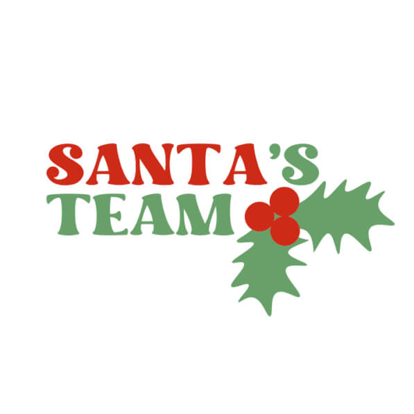 Download Festive Logo with 'Santa's Team' in Red, Green, and White ...