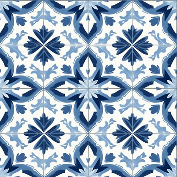 Download Blue and White Tile Pattern with Floral Designs Patterns ...