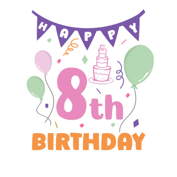 Download Happy 8th Birthday Card Quotes Online - Creative Fabrica