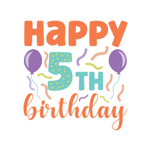 Download Colorful 5th Birthday Card Quotes Online - Creative Fabrica
